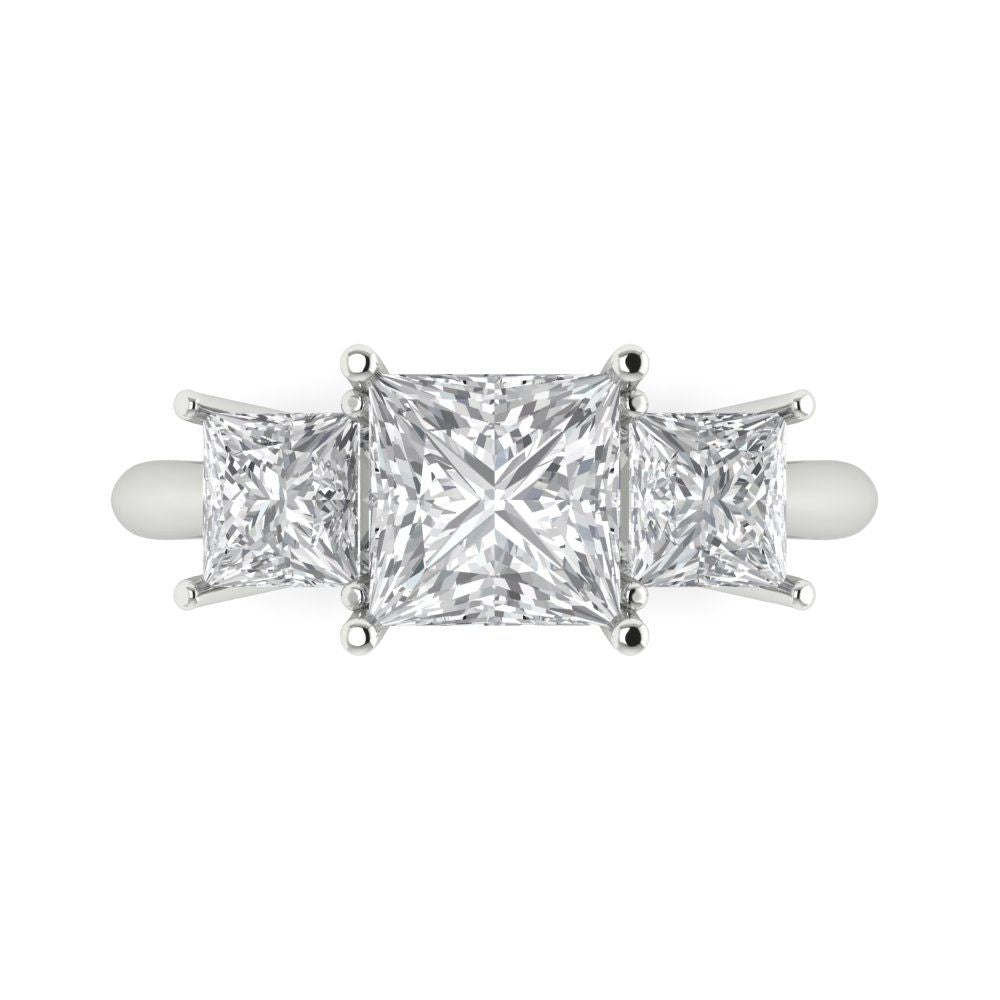 2.5 cttw Moissanite Three-Stone Engagement Ring - Solid White Gold (VV ...