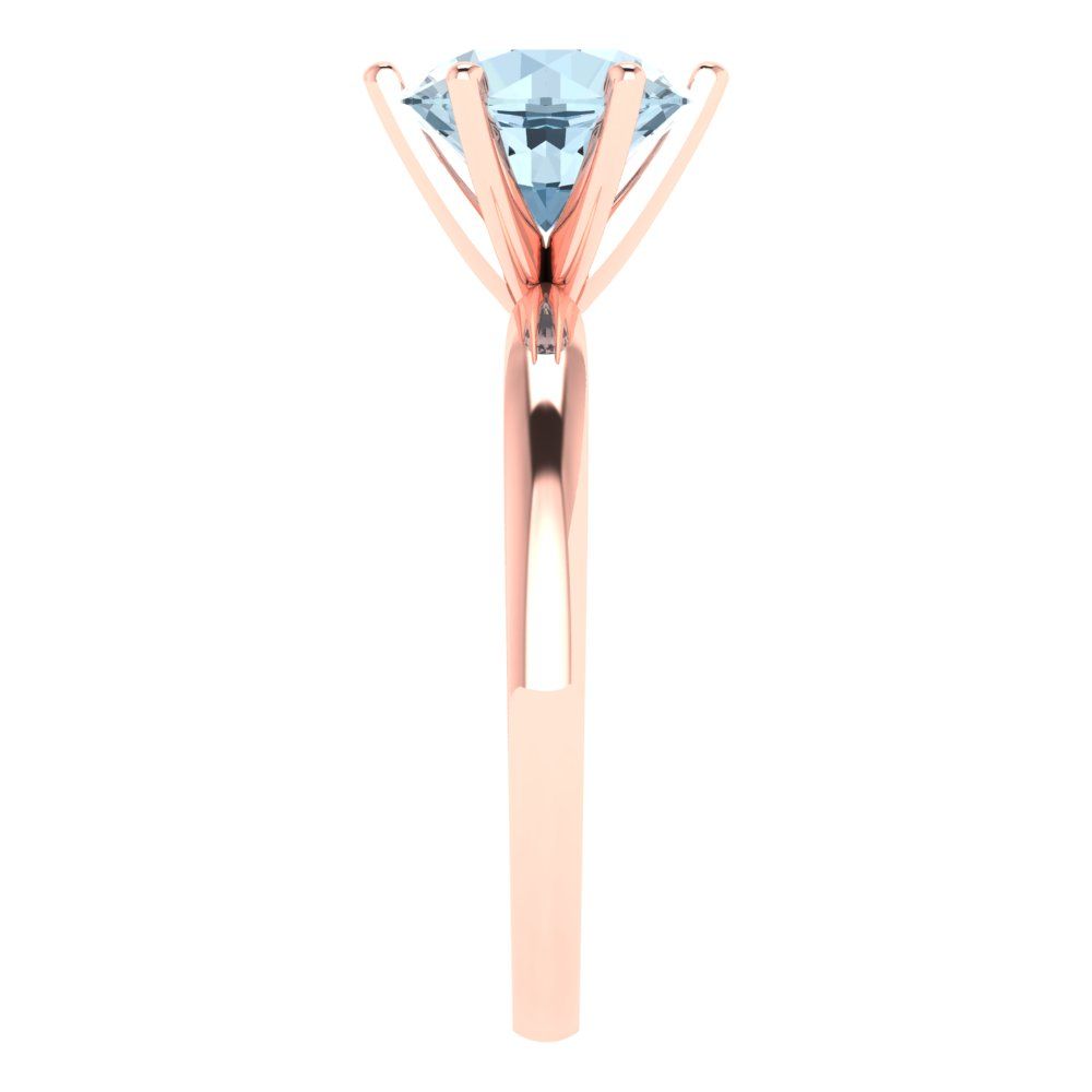 2 ct Brilliant Round Cut Natural Swiss Blue Topaz Stone Rose Gold Soli ...