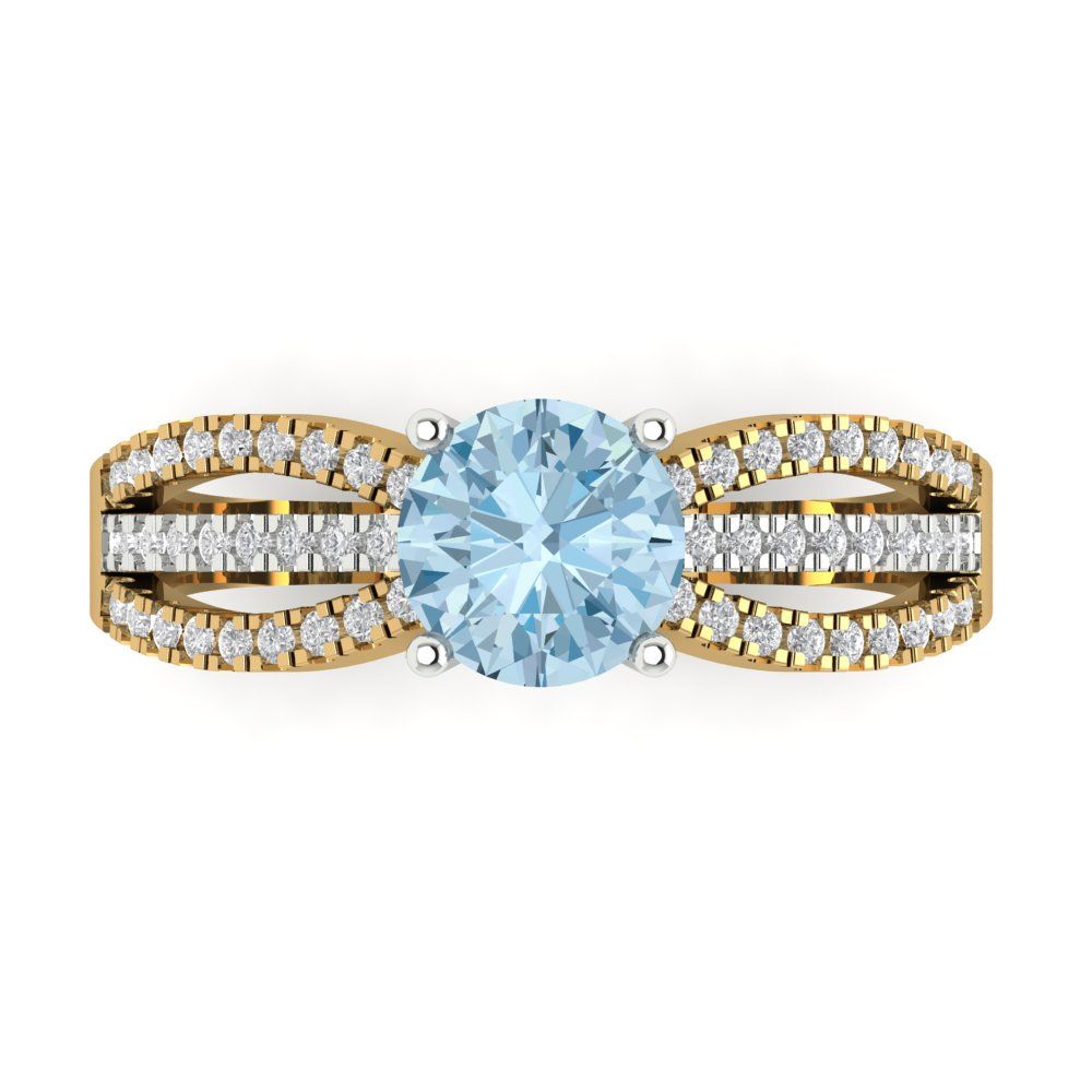 1.27 cttw Natural Swiss Blue Topaz Solitaire with Zirconia Simulated D ...