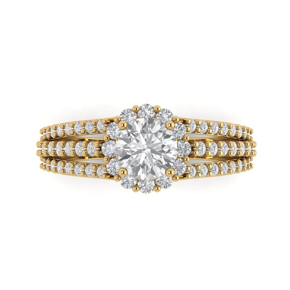 1.83 cttw Moissanite Hidden Halo Engagement Ring - Solid Yellow Gold ...