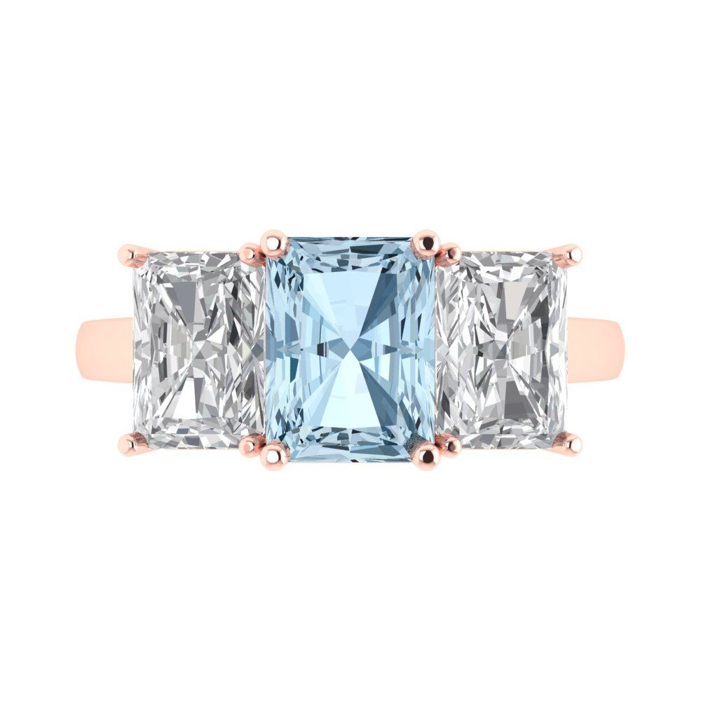 4 cttw Zirconia Simulated Blue Diamond Three-Stone Engagement Ring - S ...