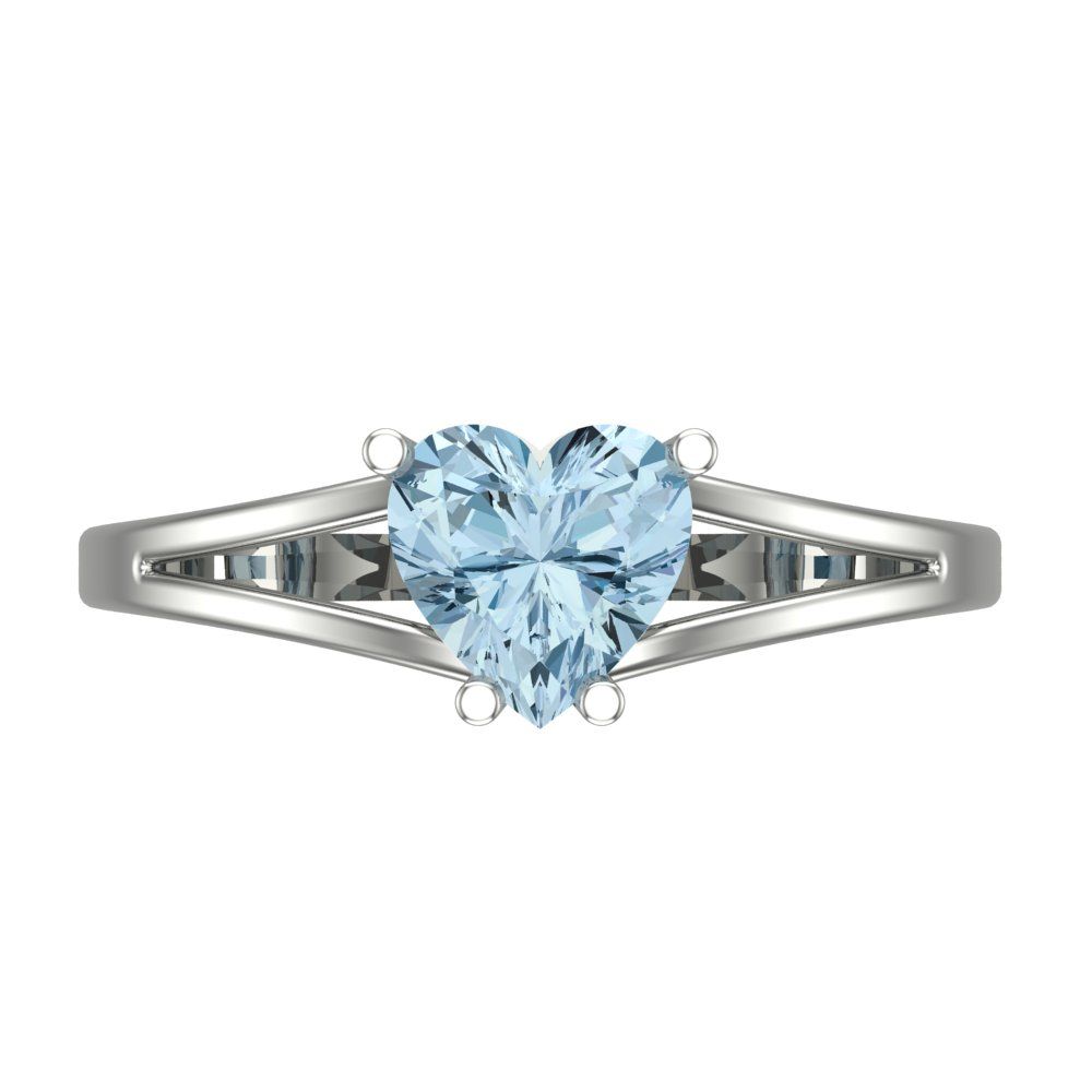 1 cttw Natural Sky Blue Topaz Solitaire Engagement Ring - Solid White ...