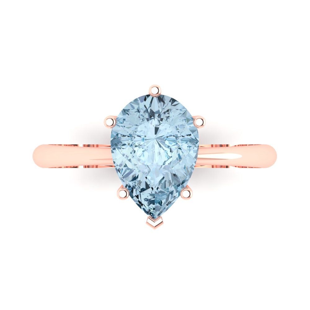 2 cttw Natural Swiss Blue Topaz Solitaire Engagement Ring - Solid Gold ...
