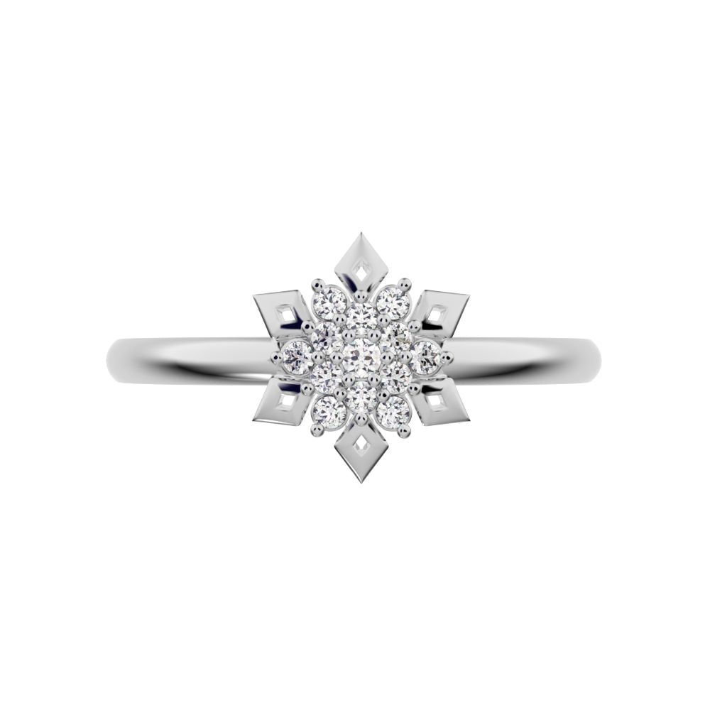 0.07 ct Round Cut Moissanite dainty Minimalist star floral cluster hal ...