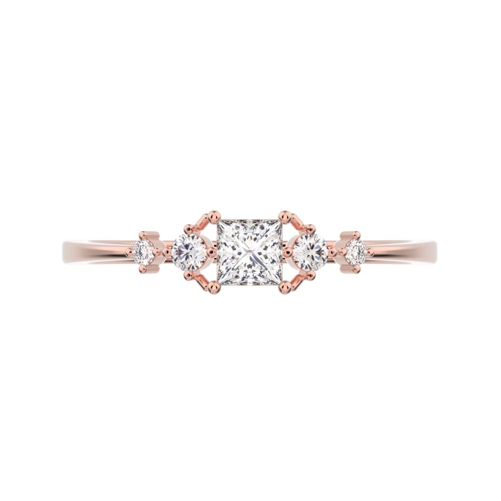 0.25 ct Princess Cut Moissanite dainty Minimalist solitaire with accen ...