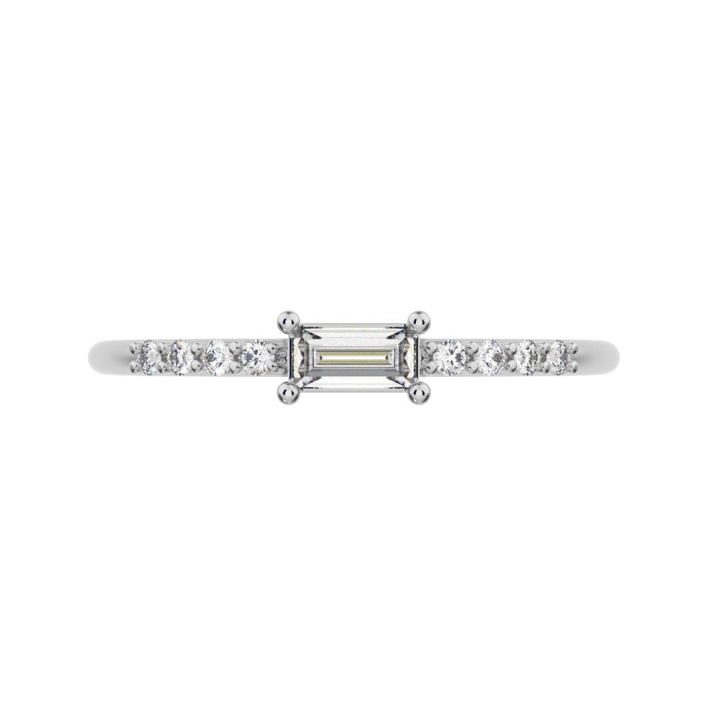0.22 ct Baguette Cut Moissanite dainty Minimalist Half Eternity Stacka ...