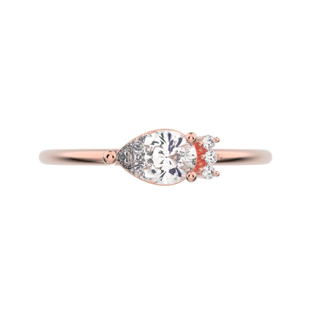 0.4125Ct Pear Cut Simulated Clear Diamond Toi et Moi Three-stone Roman ...